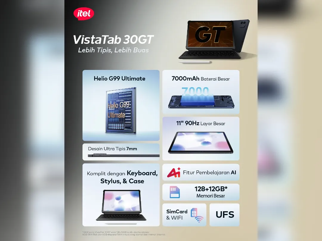 Itel VistaTab 30GT Resmi di Indonesia, Tablet Rp2 Jutaan Paket Komplit ...